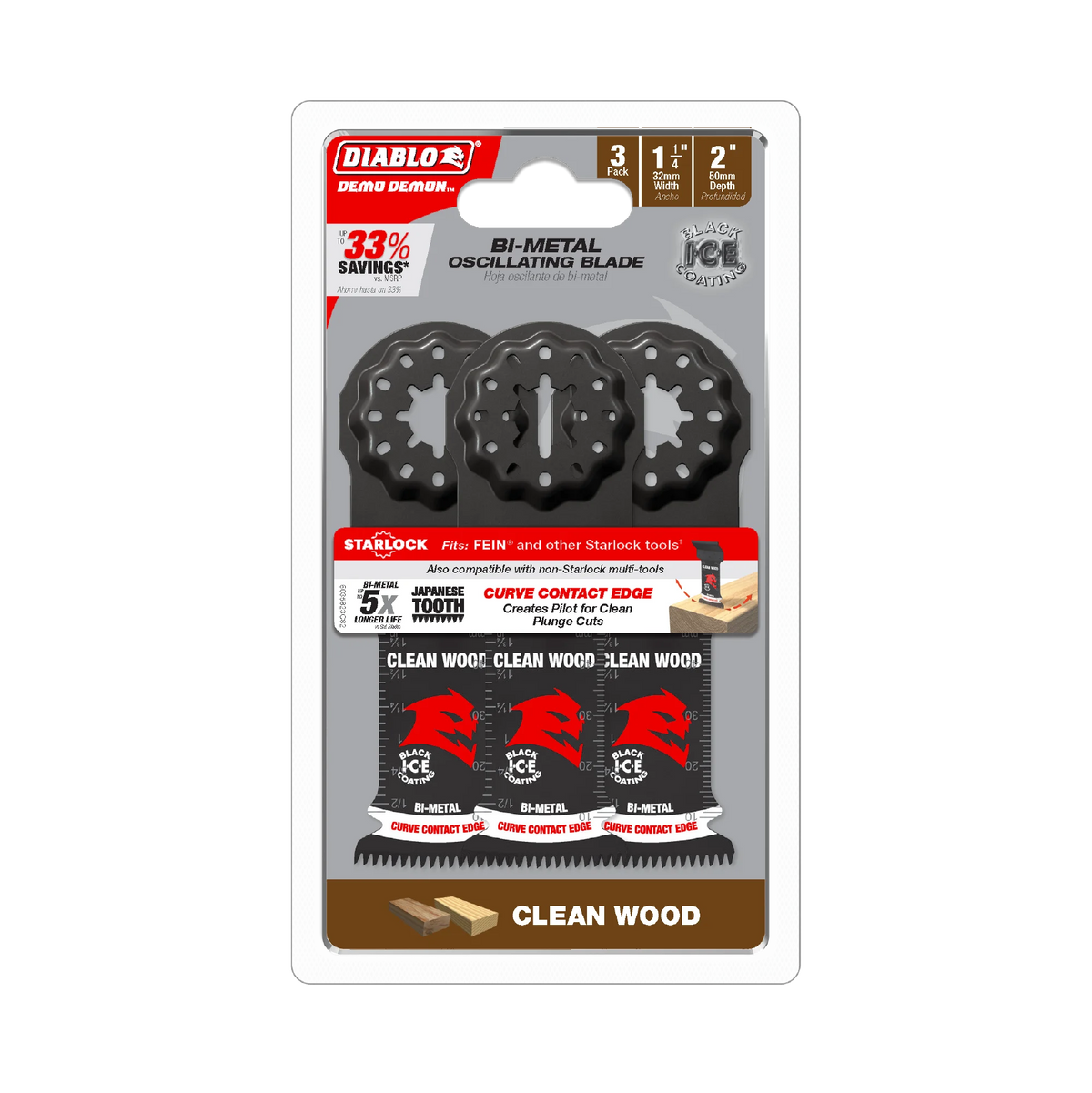 Diablo Demo Demon Bi-Metal Oscillating Blades for Clean Wood (Starlock ...