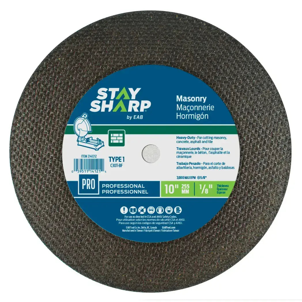 10" x 1/8" Masonry Cutting Wheel for 5/8" Arbor Chop Saw — Griff ...