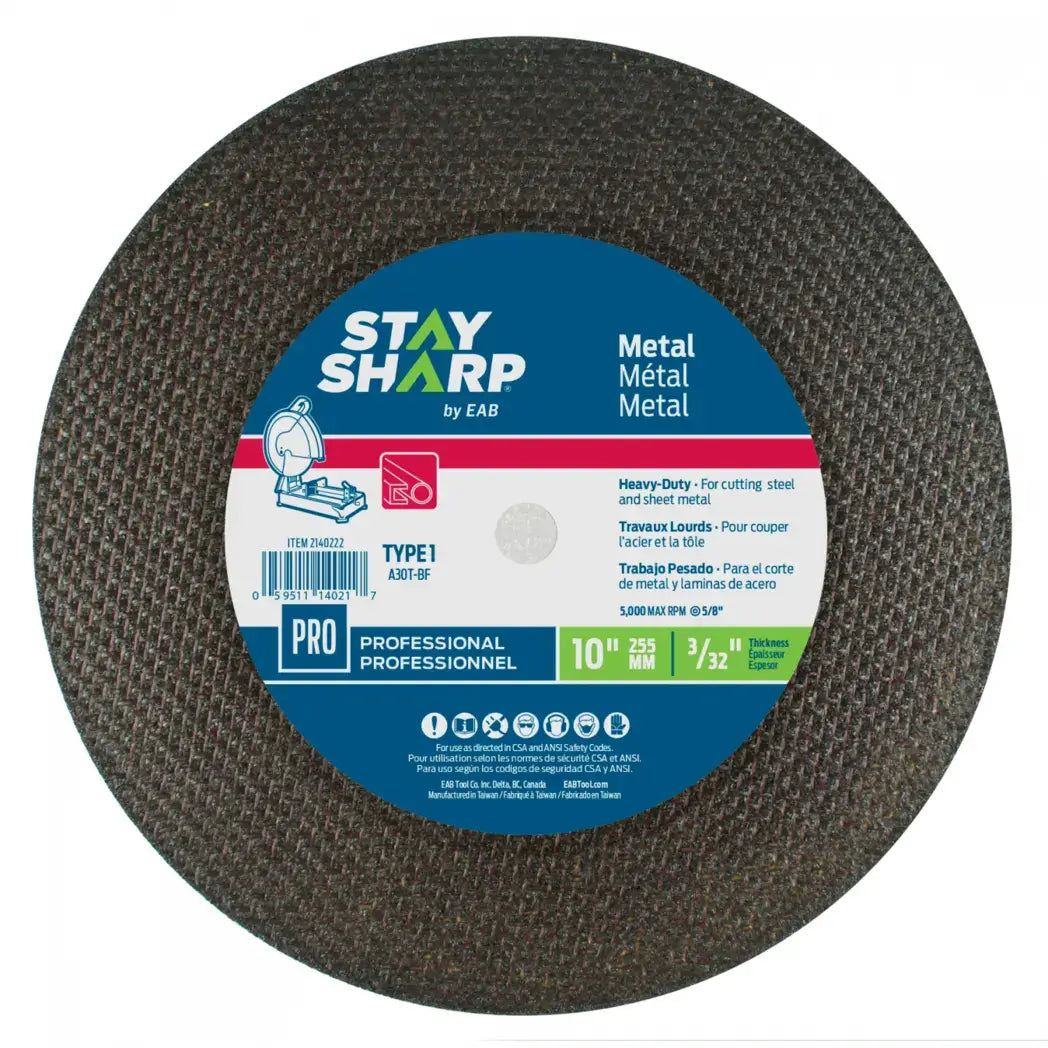10" x 3/32" Metal Cutting Wheel for 5/8" Arbor Chop Saw — Griff ...