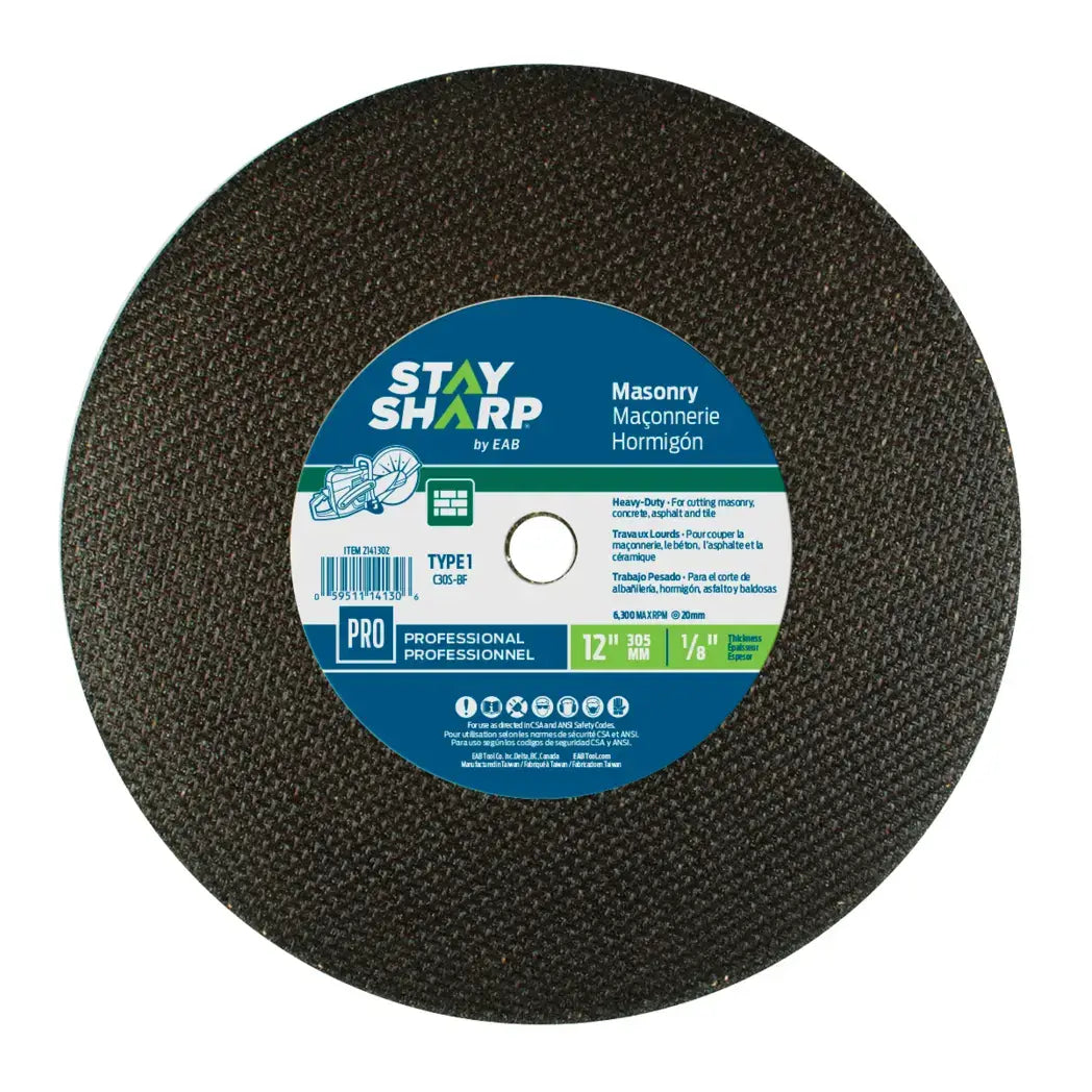 12" x 1/8" Masonry Cutting Wheel for 20mm Arbor Portable Gas Saw ...