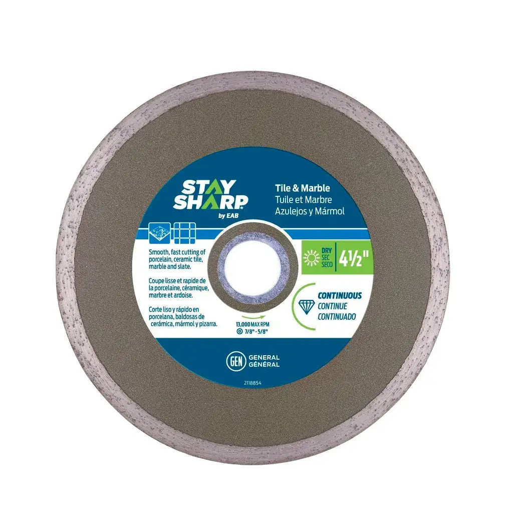 4-1/2" Continuous Ceramic Tile Diamond Cutting Blade — Griff Building ...